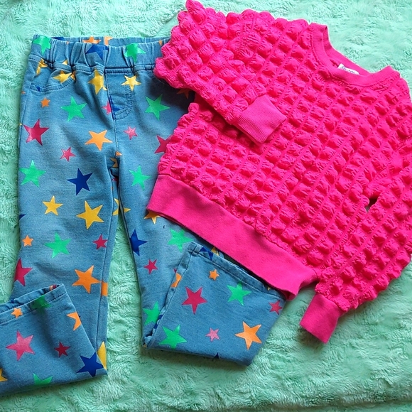 Flapdoodles | Matching Sets | Girls Pink Bubble Shirt Star Jean By ...